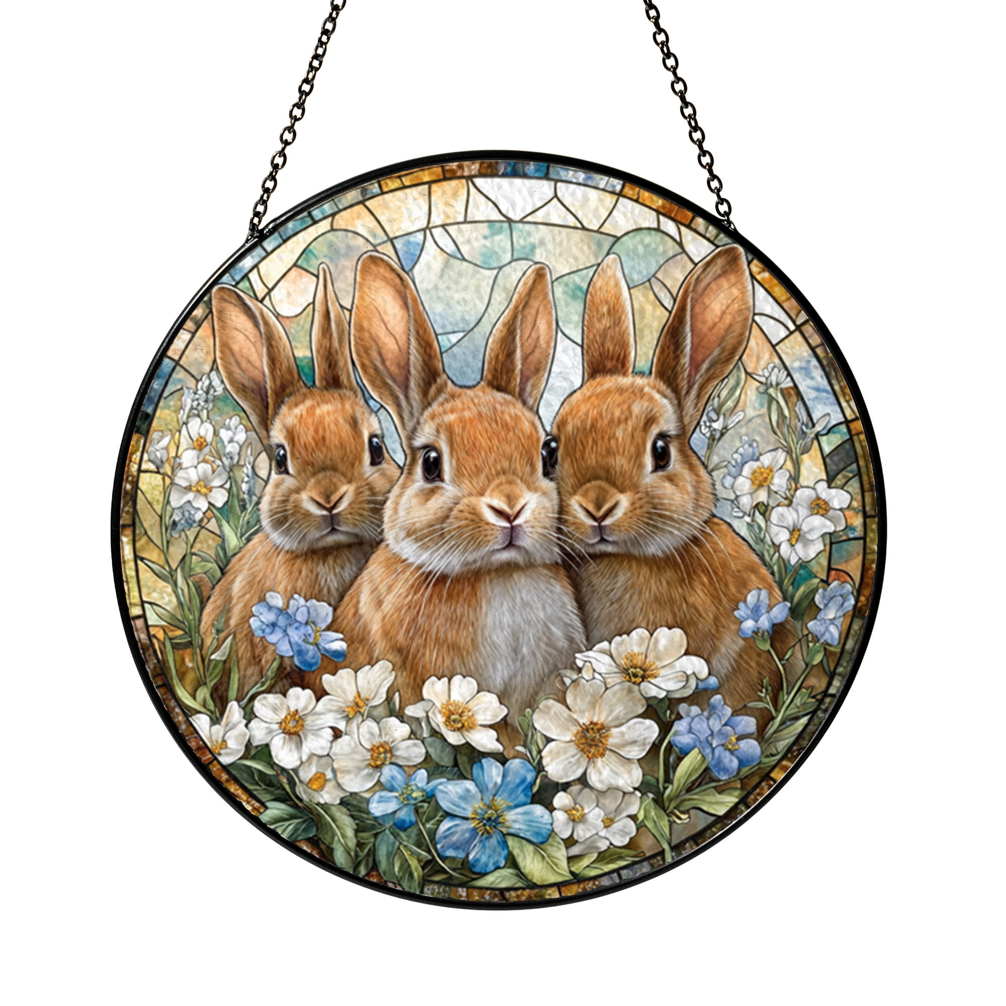 Bunny Family Stained Glass Suncatcher – Spring Garden Window Decor ...