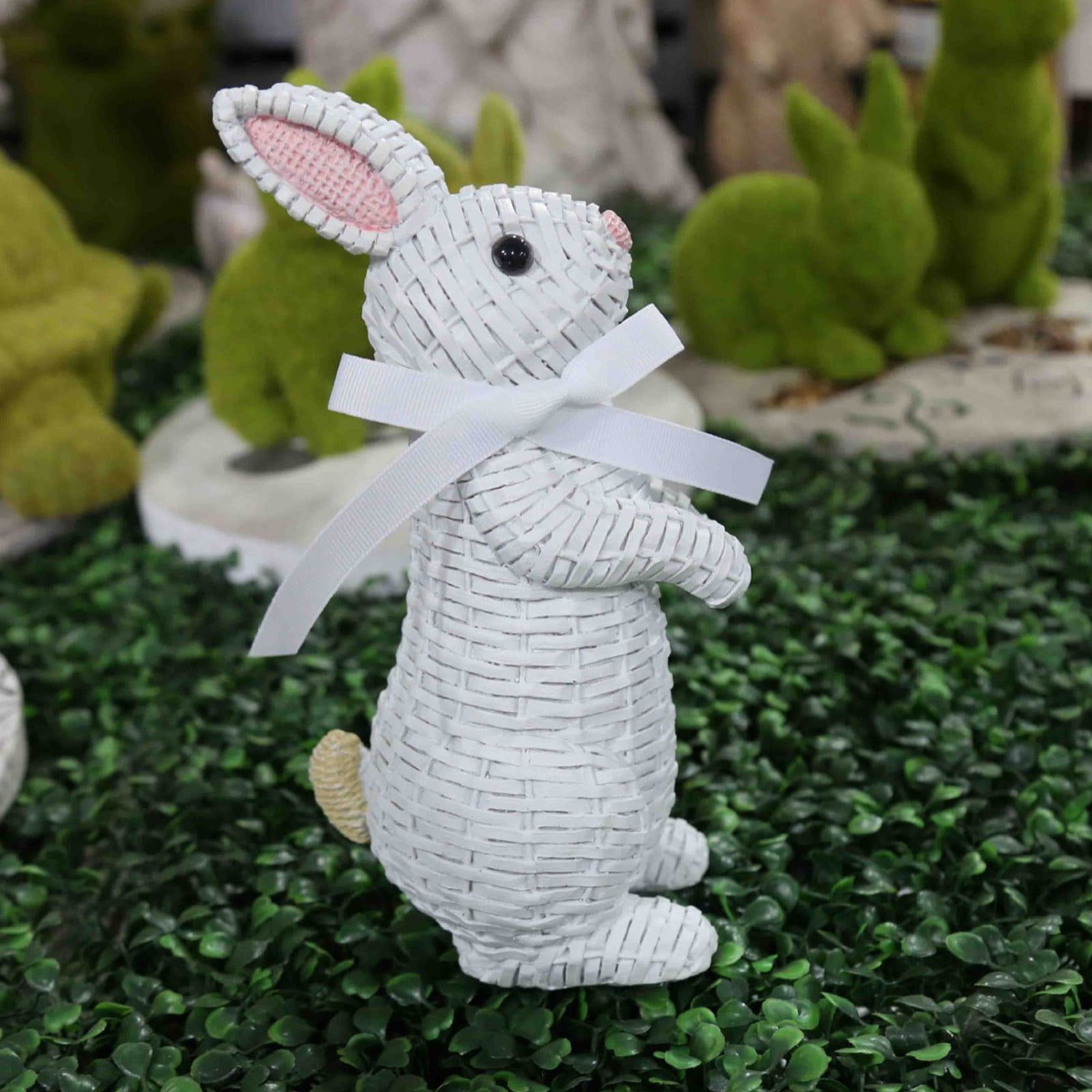 Bunny Figurine Easter Bunny Ornament Resin Rabbit Statues,Rustic Rabbit ...