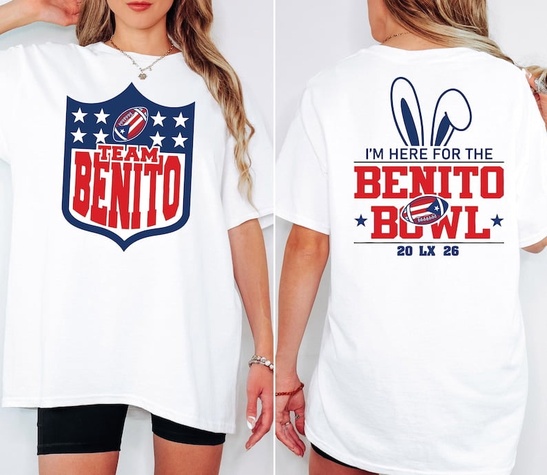Bunny Football 2026 Tee, Team Benito Girl Shirt, Bad Football Bunny ...
