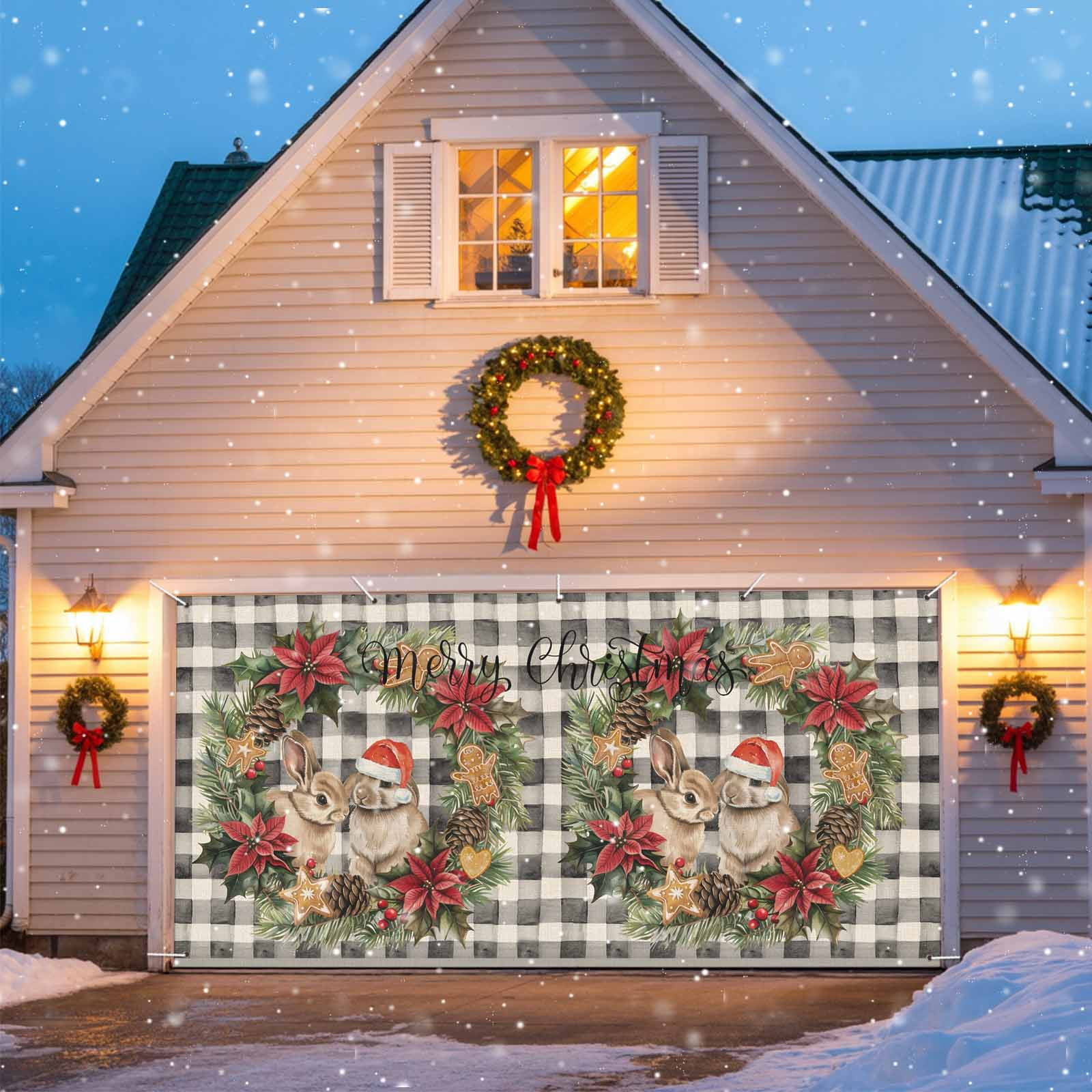 Bunny Garage Door Decorations, 6x13ft Garage Door Cover Banner with ...