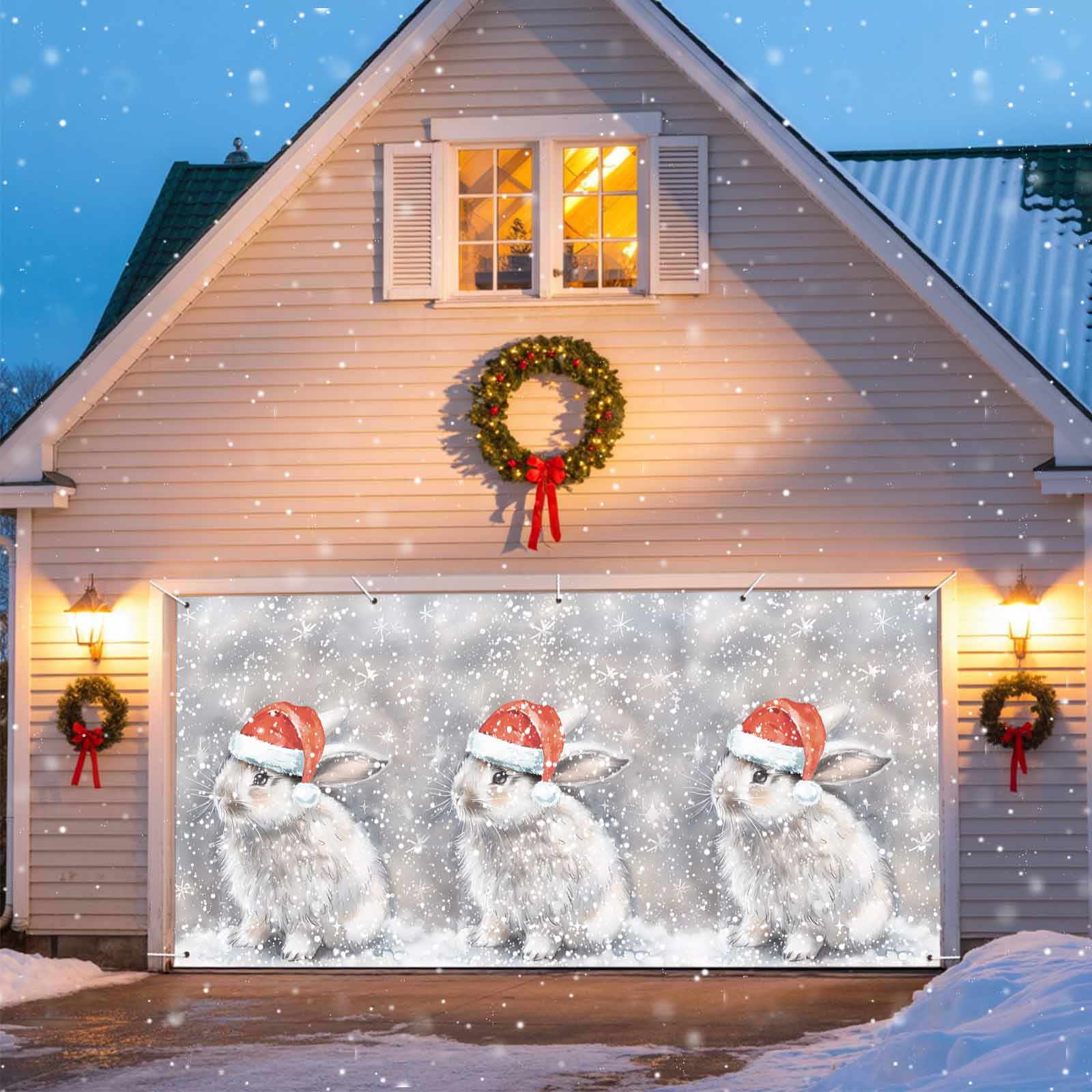 Bunny Garage Door Decorations, 6x13ft Garage Door Cover Banner with ...