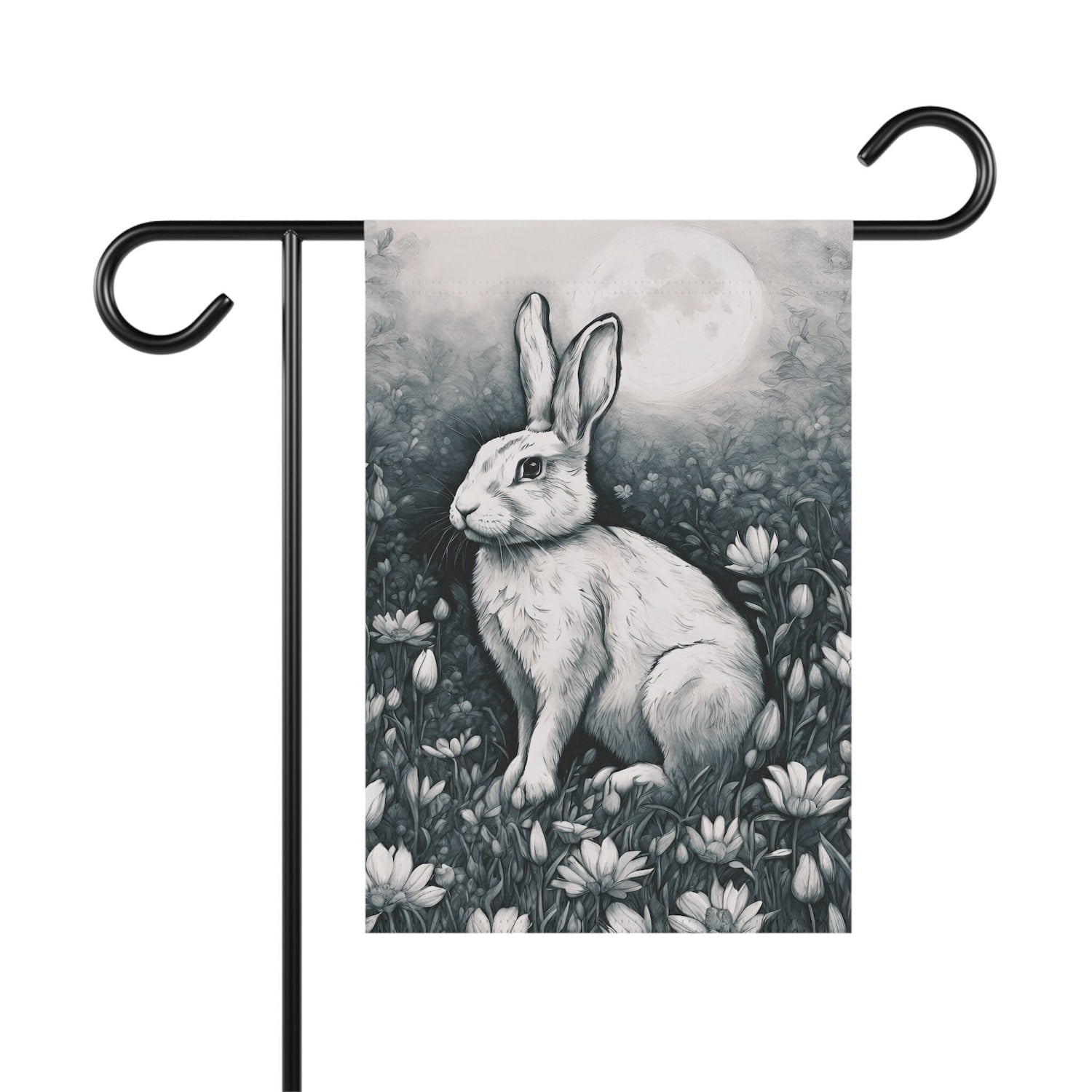 Bunny Garden Banner Moon Rabbit Flower Design Spring Summer Decor ...