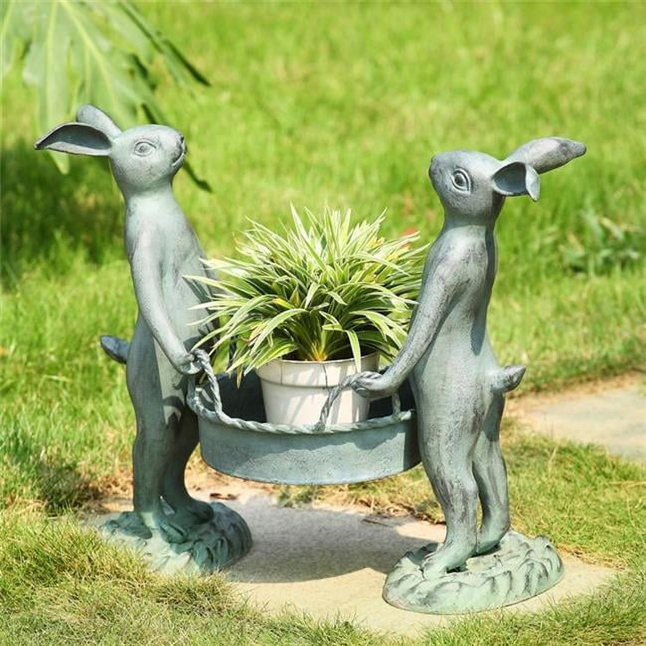 Bunny Gardeners Verdigris Green Metal Planters Pot Holder - Walmart.com