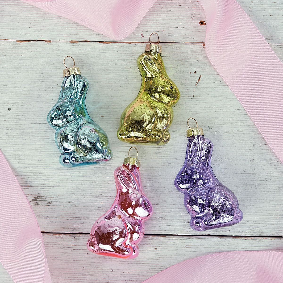 Lillian Vernon Easter Bunny Glass Ornaments - Set of 12, Easter Holiday ...