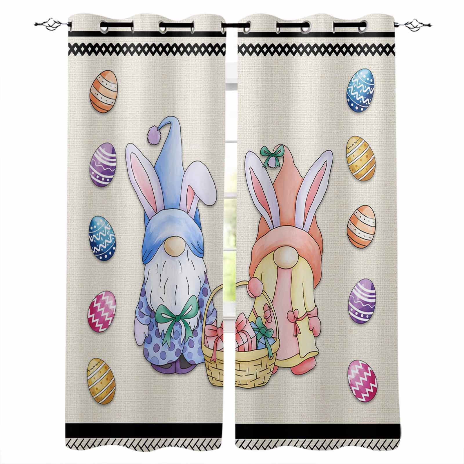 Bunny Gnomes Easter Blackout Curtains 96 Inch Length 2 Panels Set, Eggs ...