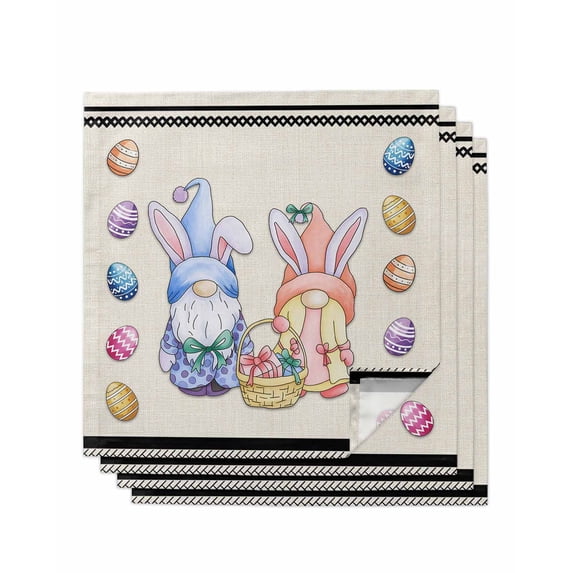 Bunny Gnomes Easter Cloth Napkins Set of 4 Reusable Dinner Napkins ...