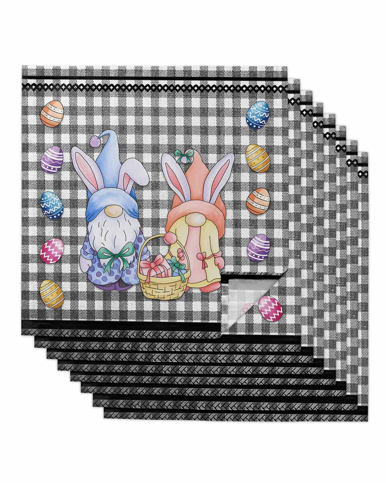 Bunny Gnomes Easter Cloth Napkins Set of 8 Reusable Dinner Napkins ...