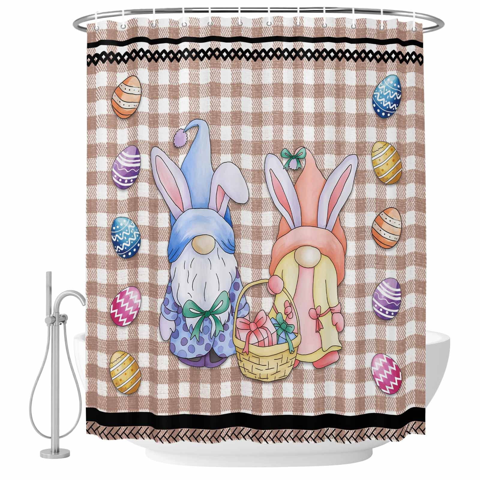 Bunny Gnomes Easter Shower Curtain Set - Standard 72" x 72" Washable ...