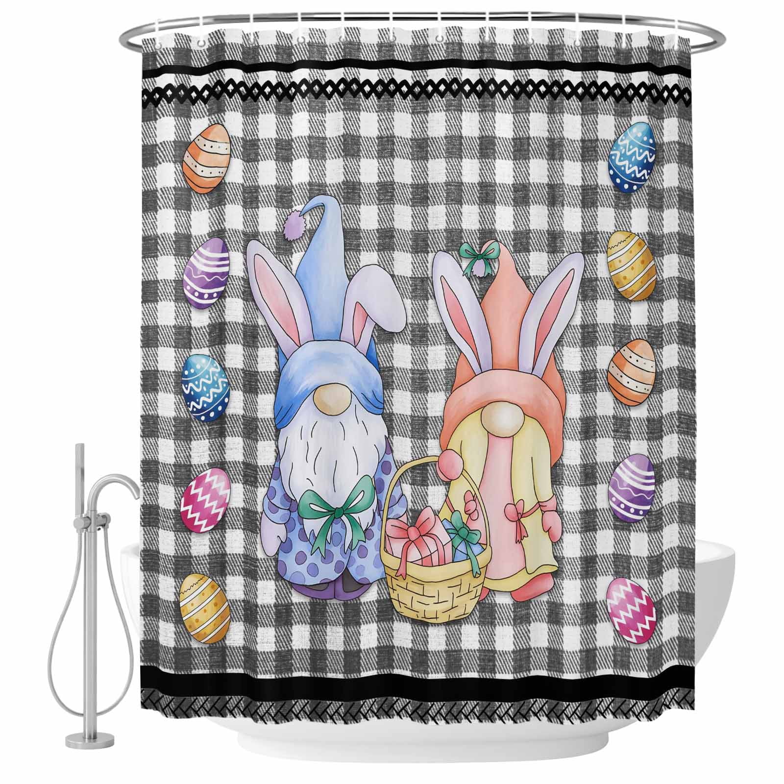 Bunny Gnomes Easter Shower Curtain, Waterproof Shower Curtains for ...