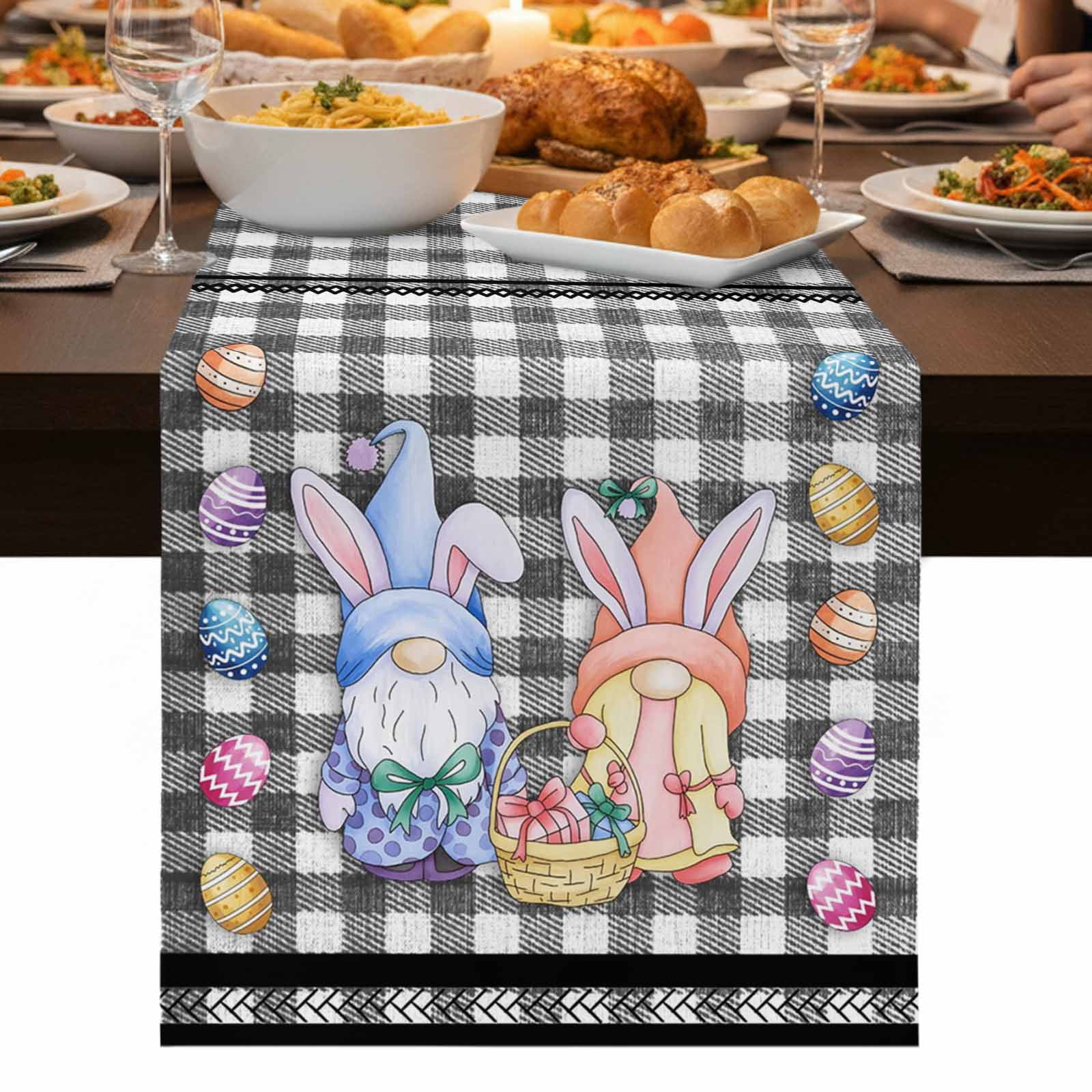 Bunny Gnomes Easter Table Runner 70 Inch Long Dresser Scarves Cotton ...