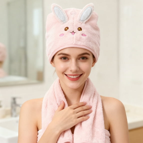 Bunny Hair Turban 25.59x9.84inches Fast Dry Spring Bathroom Decor Home ...
