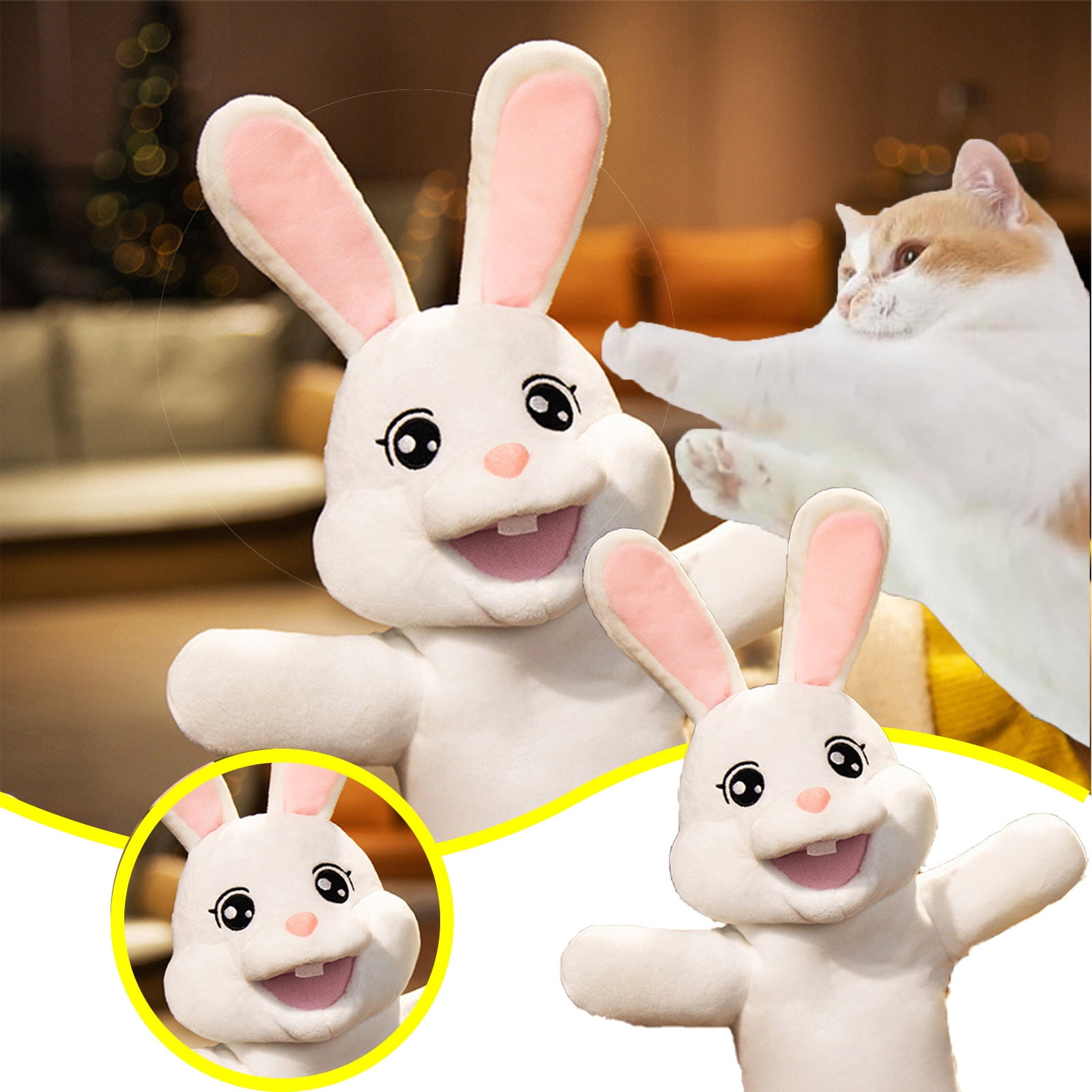 Bunny Hand Puppets Rabbit Plush Animals Toys for Kids Imaginative Pretend Play Storytelling ...