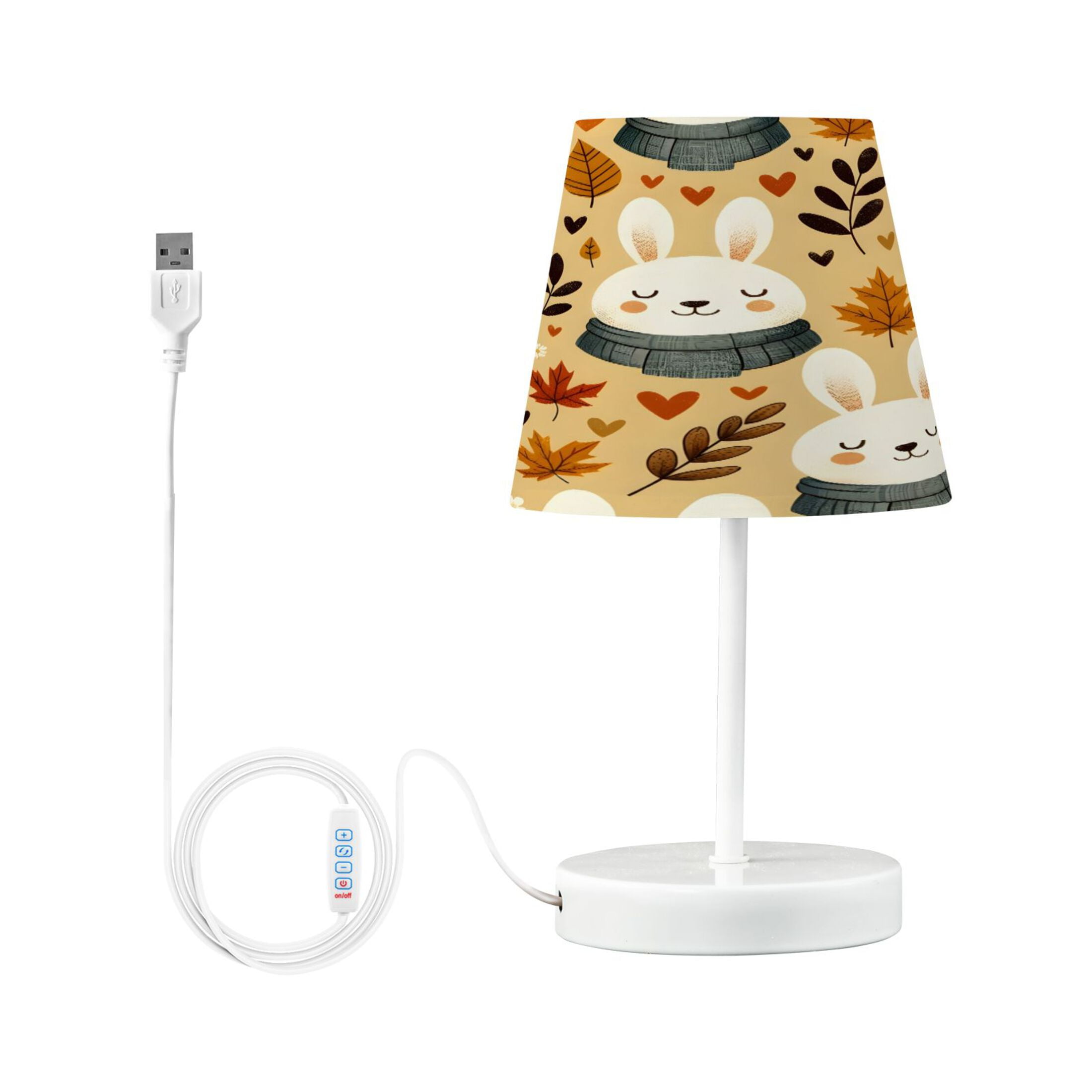 Bunny Head with Fall Leaves Desk Lamp LED Table Nightstand Lamps with 3 ...