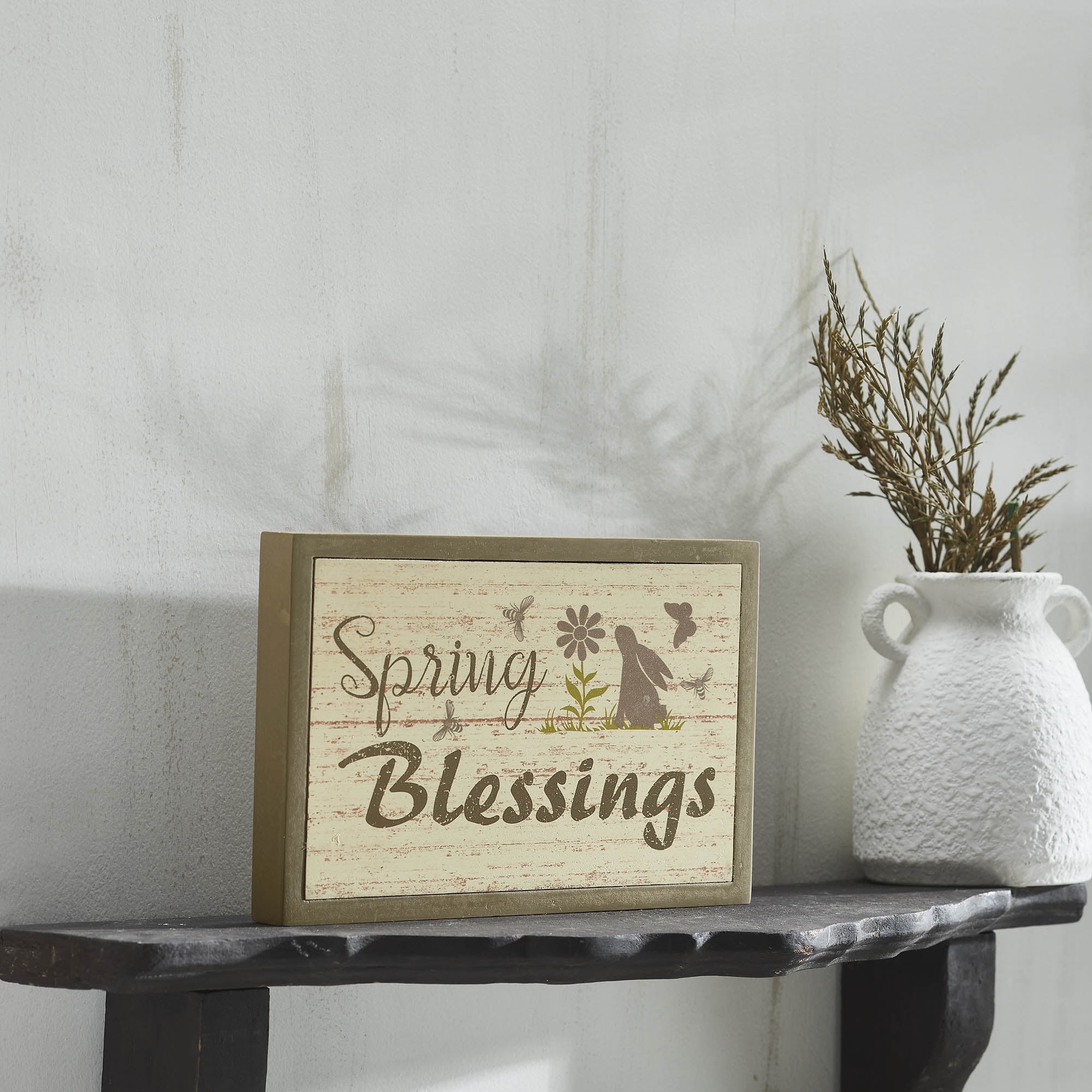 VHC Brands Bunny Hop Spring Blessings MDF Framed Wall Sign 6.5x10 ...