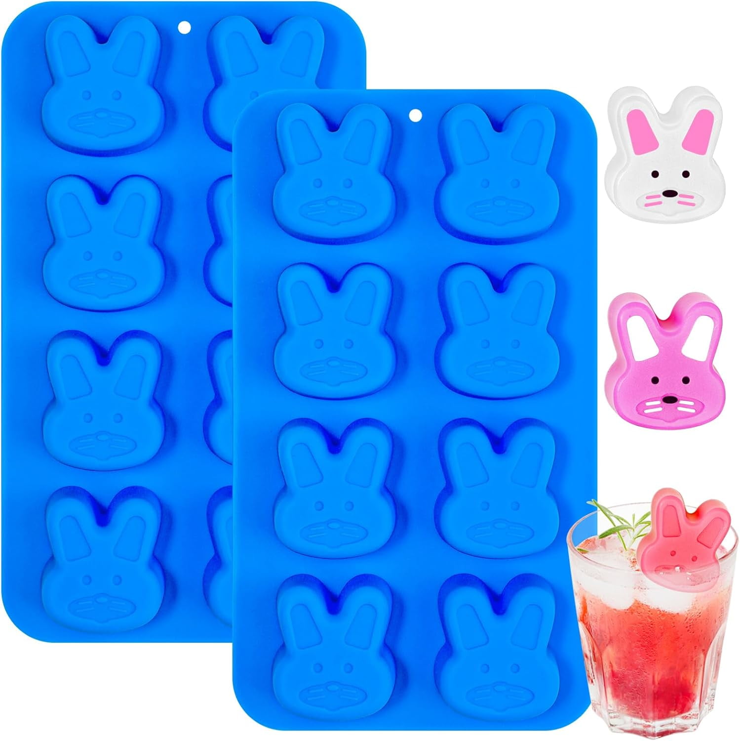 Bunny Ice Cube Molds, 8-Cavity Bunny Silicone Molds for Chocolate ...