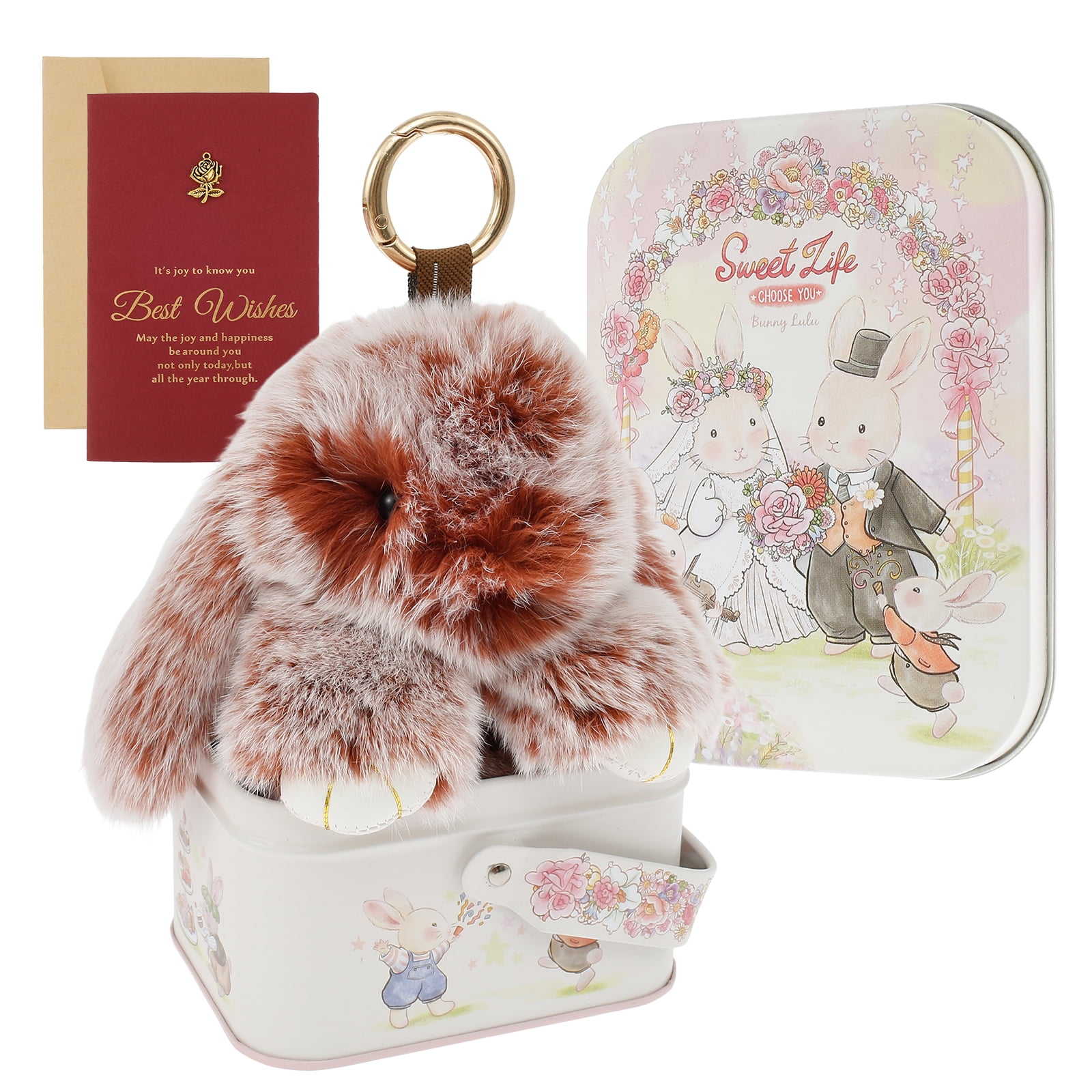 Bunny Key Chain Portable Keychain With Exquisite Box Soft Fluffy Bunny ...