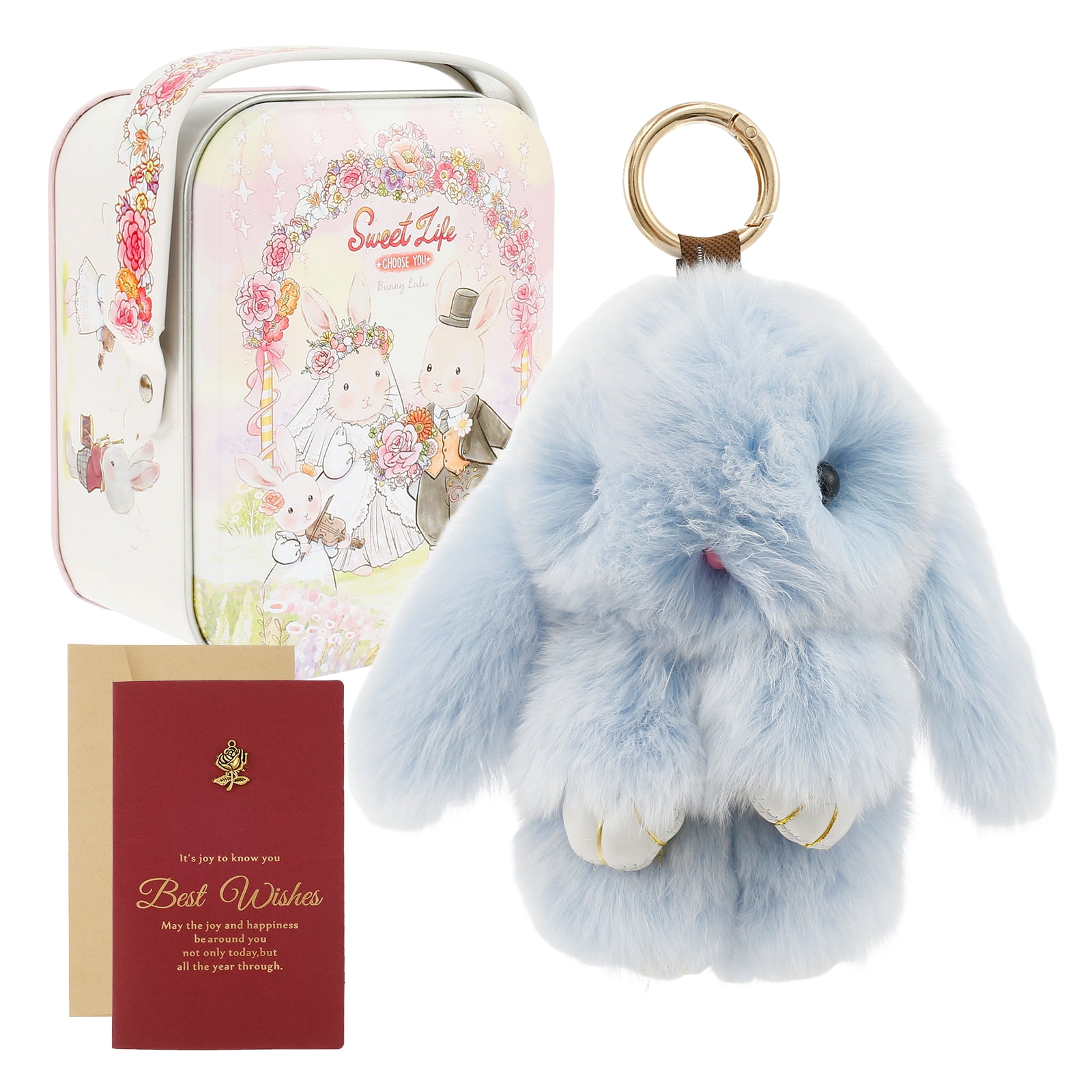 Bunny Keychain Portable Keychain With Exquisite Box Soft Fluffy Bunny ...