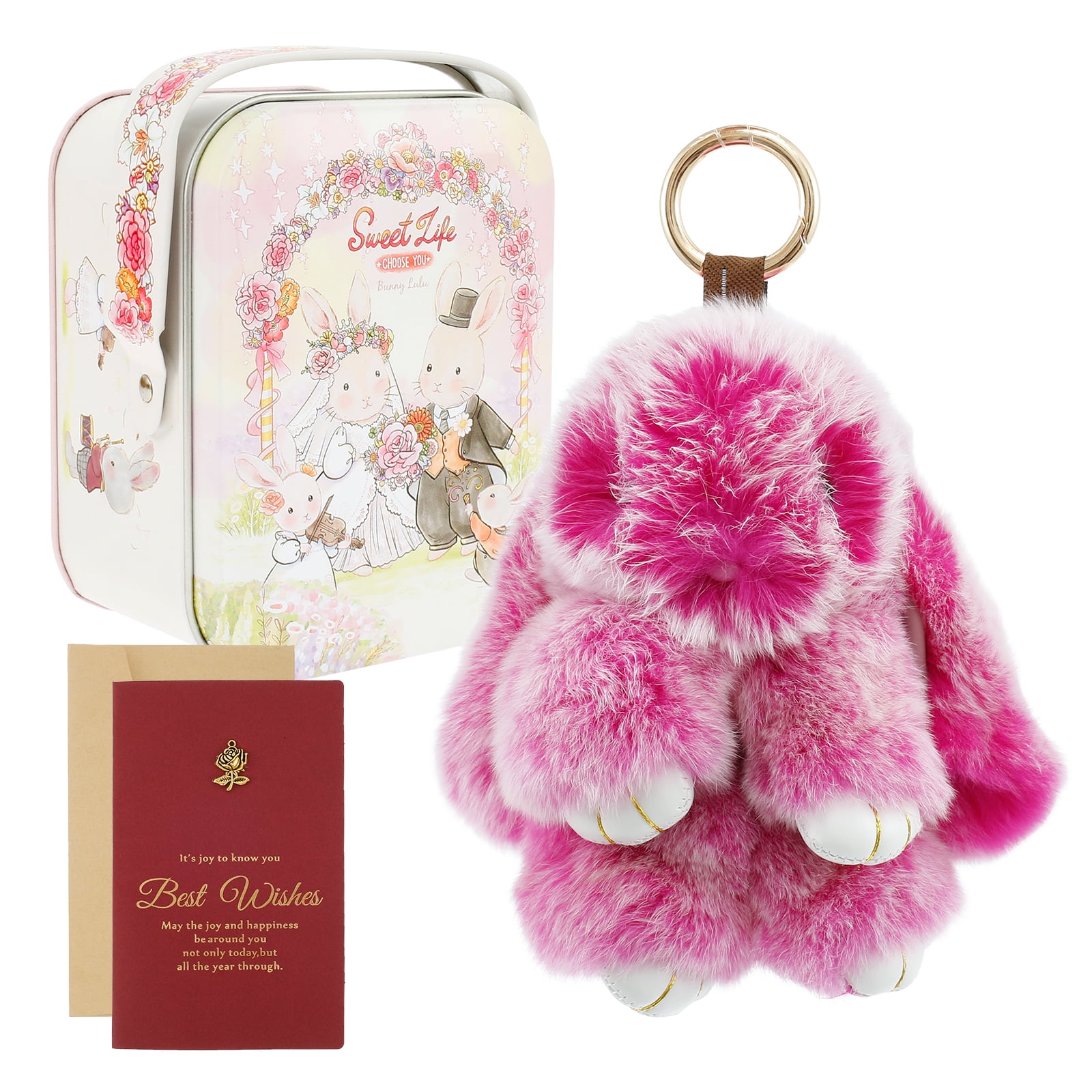 Bunny Keychain Portable Keychain With Exquisite Box Soft Fluffy Bunny ...