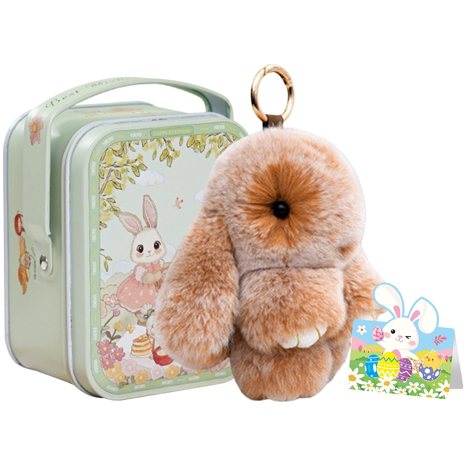 Bunny Keychain with Tin - 5.9" Handmade Soft Plush Rabbit Charm, Cute ...