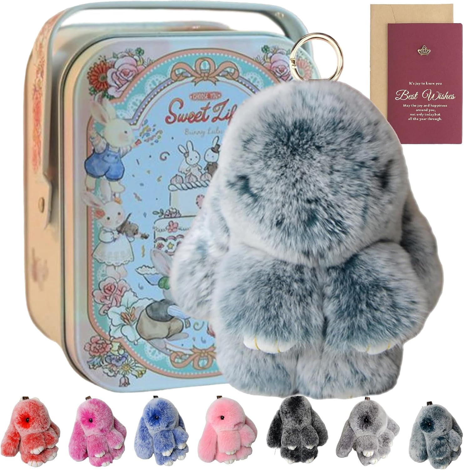 Bunny Keychain with Tin Box, Soft Plush Keychain Charm – Gift and ...
