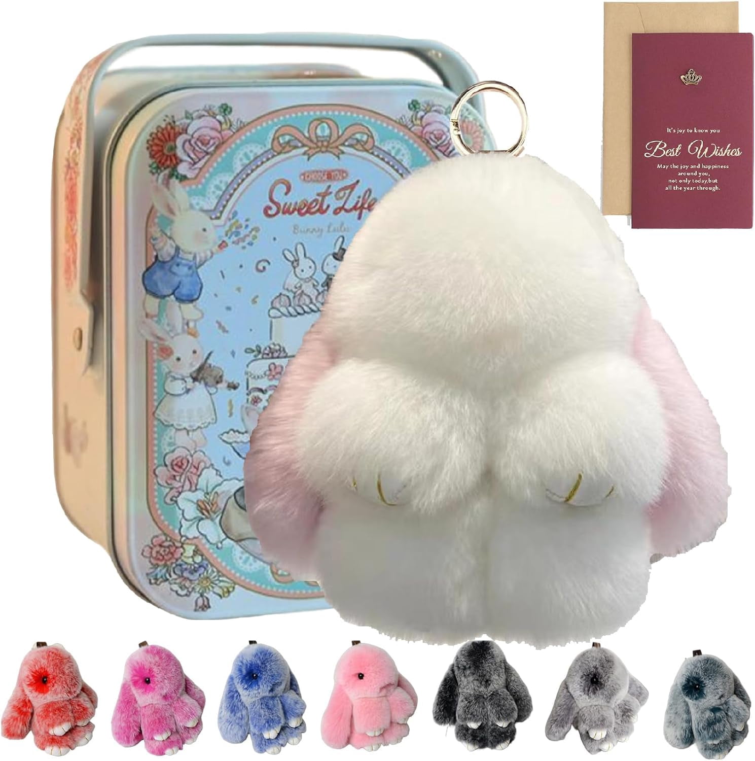 Bunny Keychain with Tin Box, Soft Plush Keychain Charm – Gift and ...