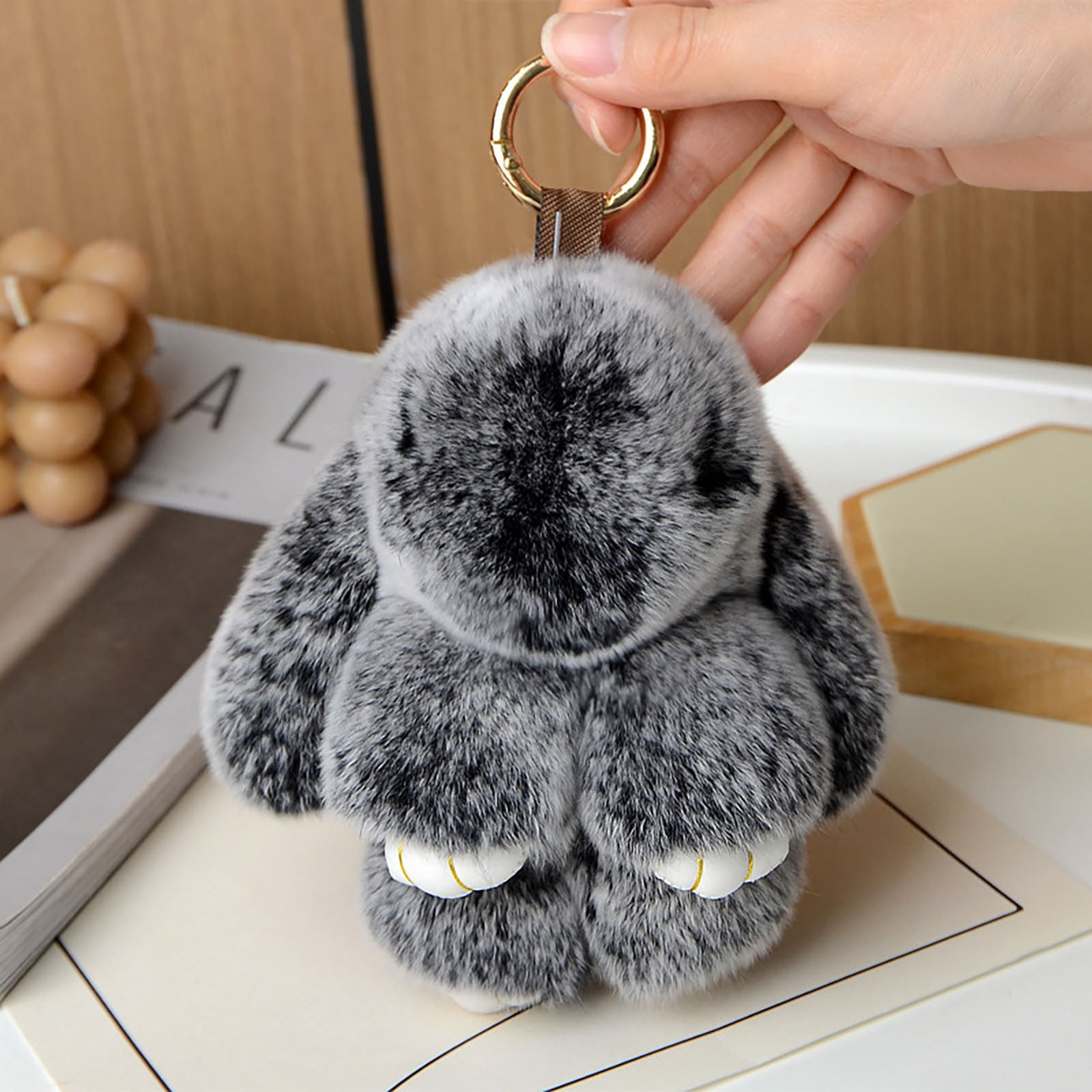 Bunny Keychain with Tin – Handmade Soft Plush Bunny Charm for Keys ...