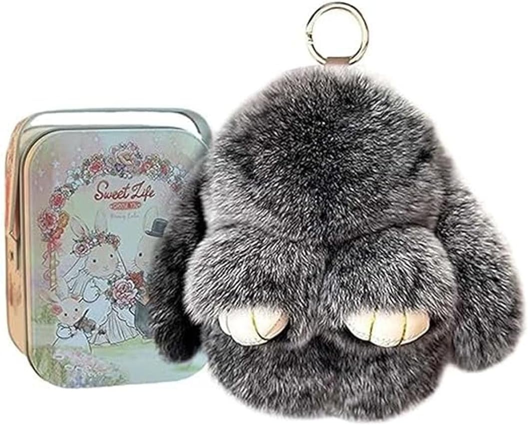 Bunny Keychain with Box, Bunny Keychain with Tin, Bunny Cute Plush Key chain - Walmart.com