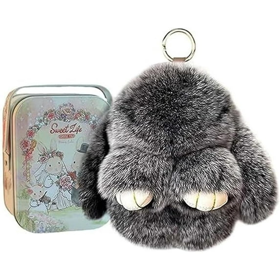 Bunny Keychain with Box, Bunny Keychain with Tin, Bunny Cute Plush Key ...