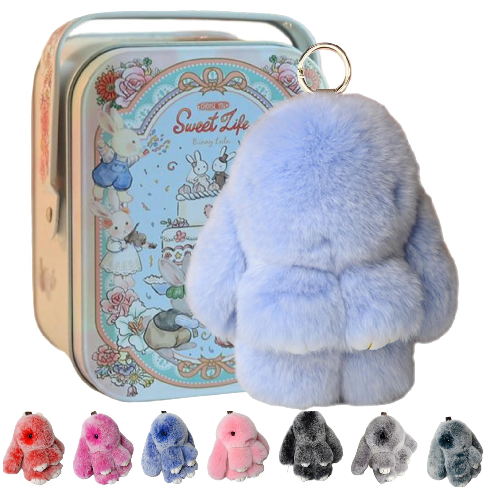 Bunny Keychain with Box, Bunny Keychain with Tin, BunnyCute Plush Key ...