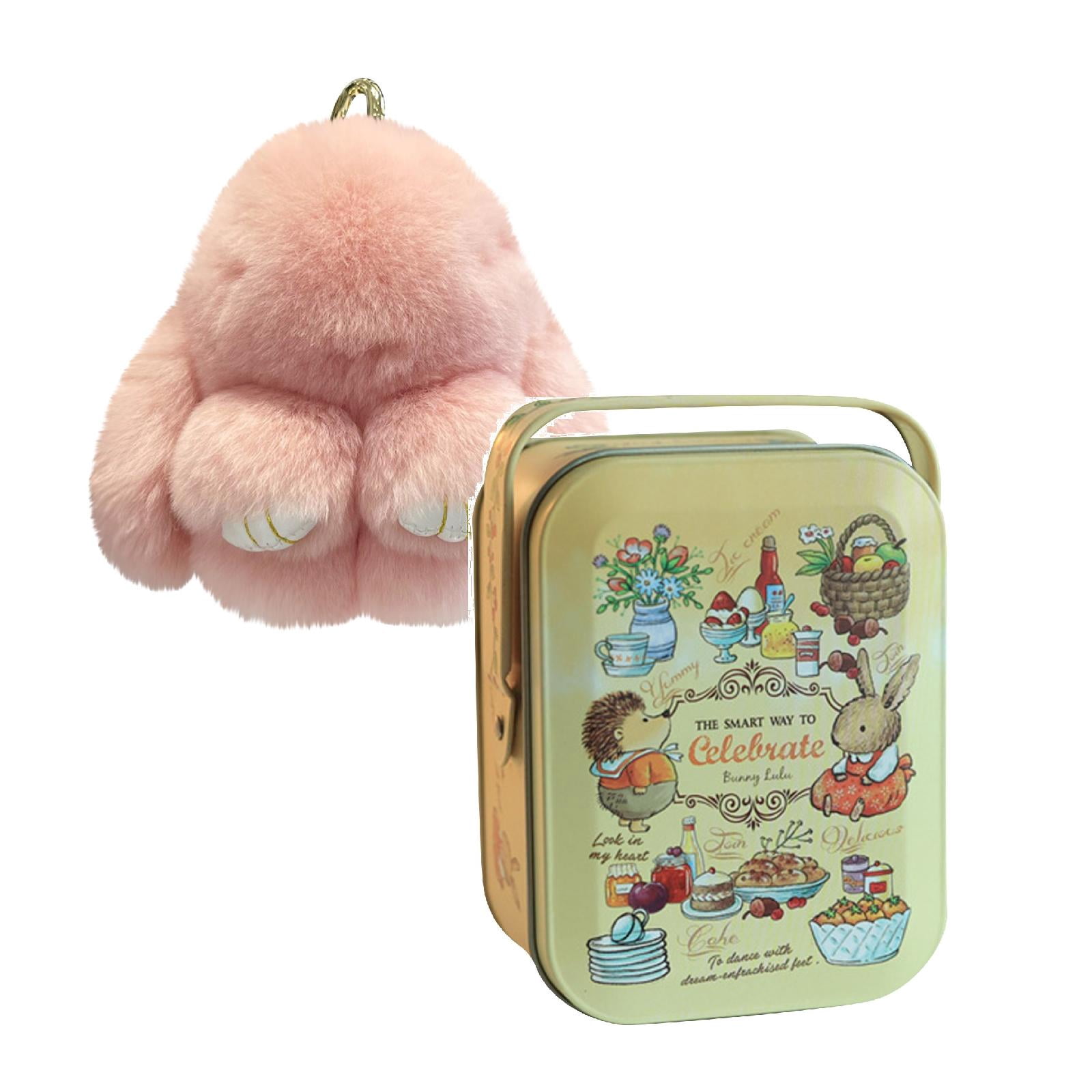 Bunny Keychain with Box, Bunny Keychain with Tin, Cute Plush Bunny ...