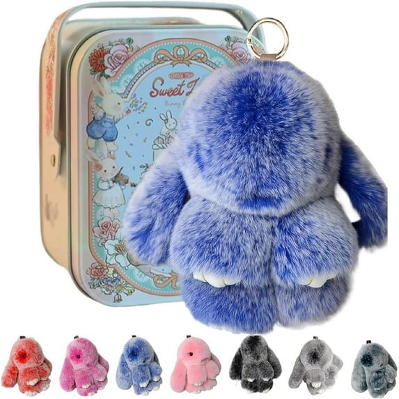 Bunny Keychain with Tin - 5.8" Handmade Soft Plush Rabbit Charm, 20 ...