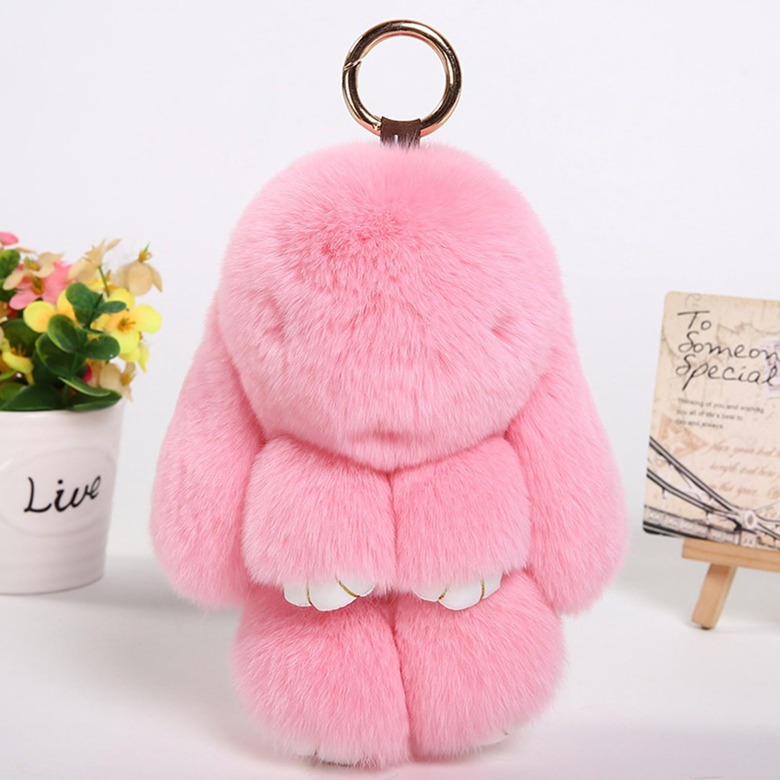 Bunny Keychain with Tin – Handmade Soft Plush Bunny Charm for Keys ...