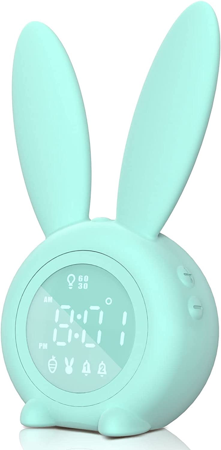 Bunny Kids Alarm Clock - Digital Wake Up Clock with Dimmable Ambient ...