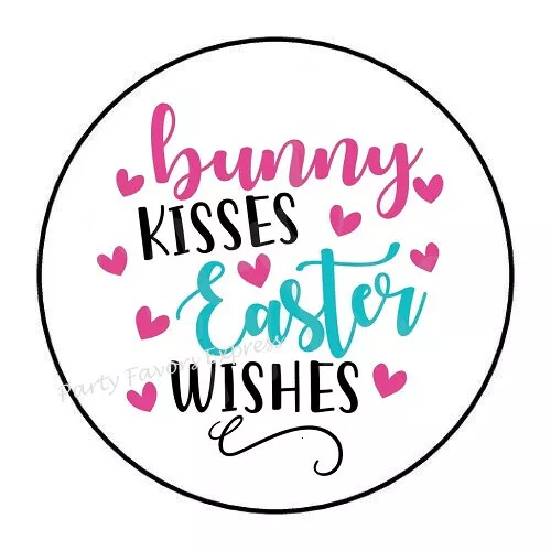 Bunny Kisses Easter Wishes Sticker Party Favors Sticker Envelope Seals ...