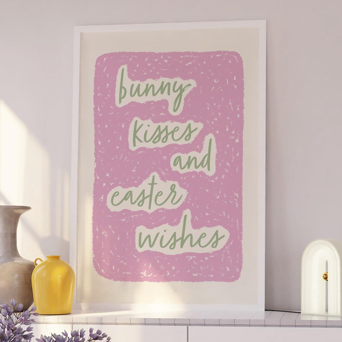 Bunny Kisses Print, Art, Cute Spring Art Charming Easter Decor, Trendy ...