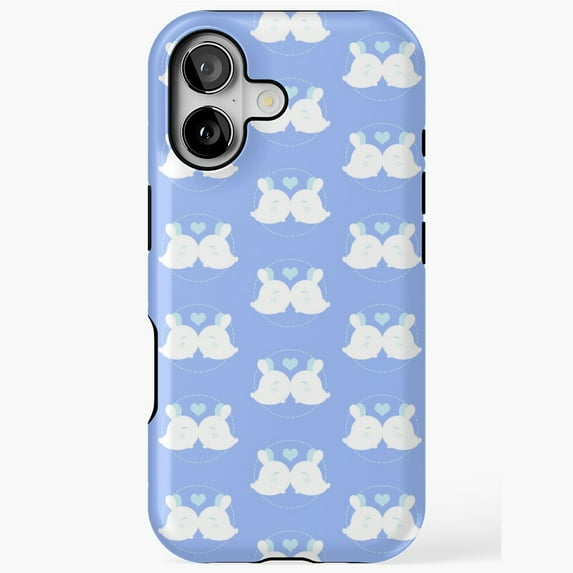 Bunny Kisses Romantic Rabbit Love Art iPhone Case 17 11 12 13 14 15 16 ...