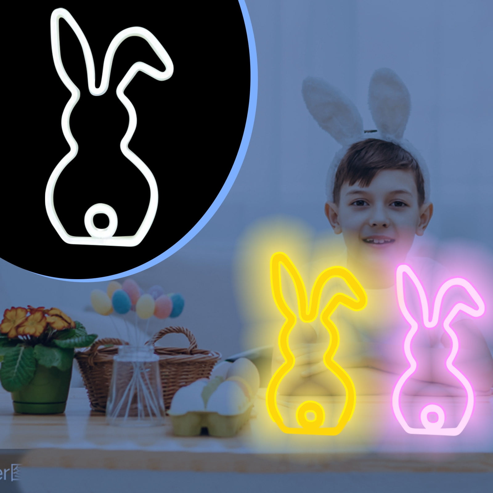 Bunny Light, Easter Neon Sign, Easter Window Lights, Led Lights Usb ...