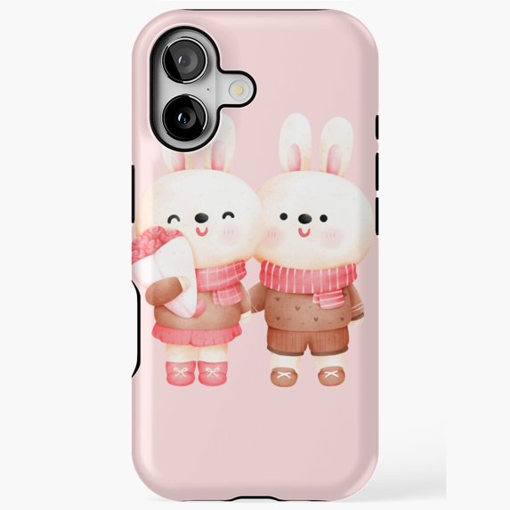 Bunny Love Couple Valentine Romance Art iPhone Case 17 11 12 13 14 15 ...