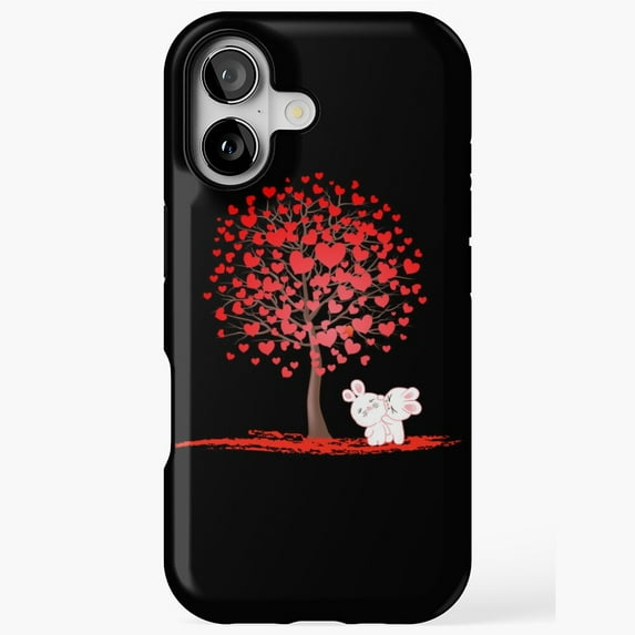 Bunny Love Valentines Day Romance Art iPhone Case 17 through 11 Pro Max ...