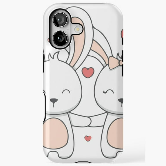 Bunny Loving Couple Romantic Rabbit Art iPhone Case 17 to 11 Pro Max ...