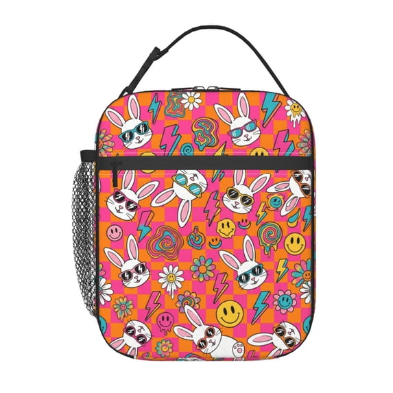 Bunny Lunch Bag Cute Cartoon Pattern Reusable Cooler Tote With Front ...