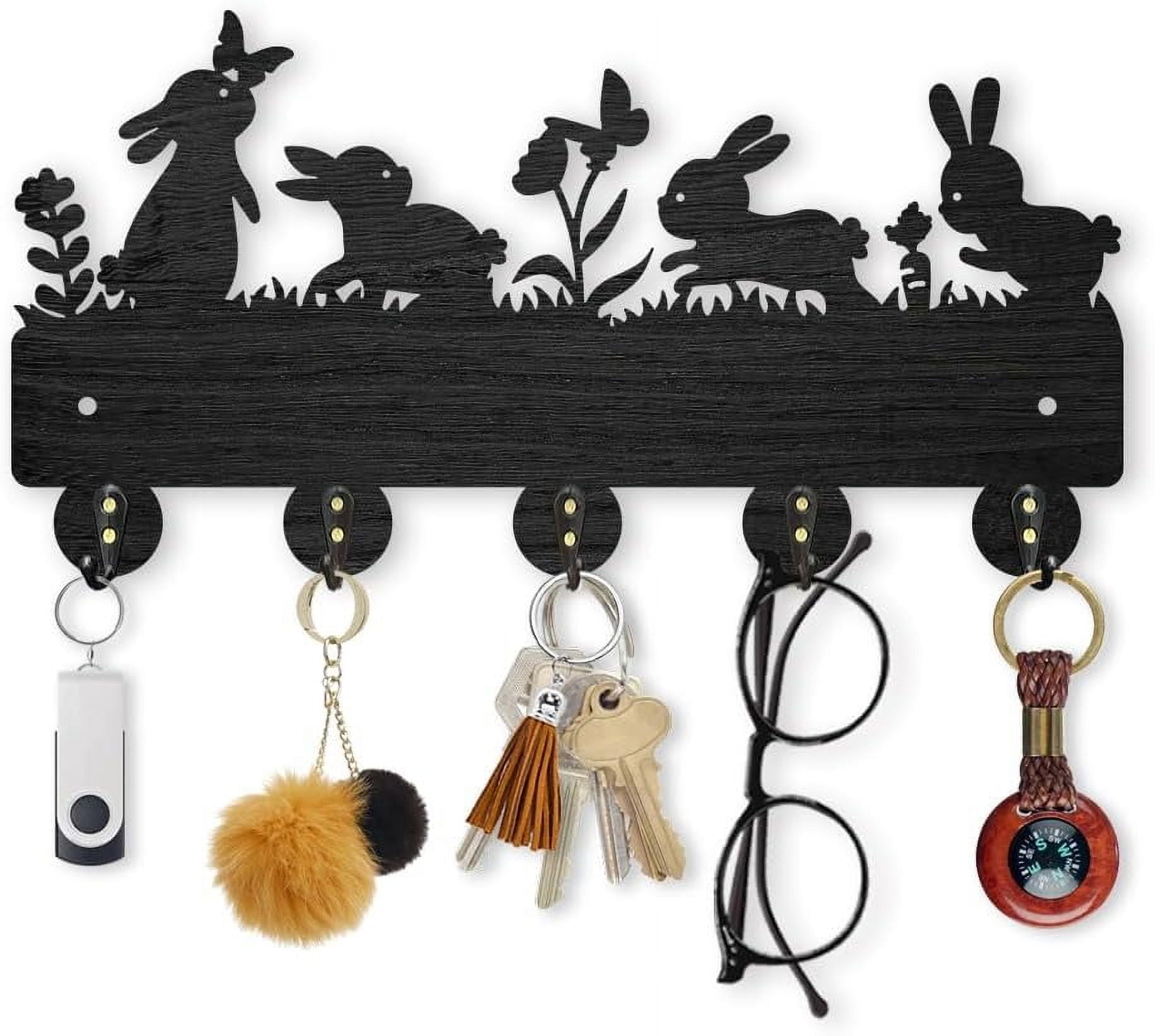 Bunny Meadow Coat Rack Wall Mount 11.8×7.2inch Wood Bunny Key Holder ...