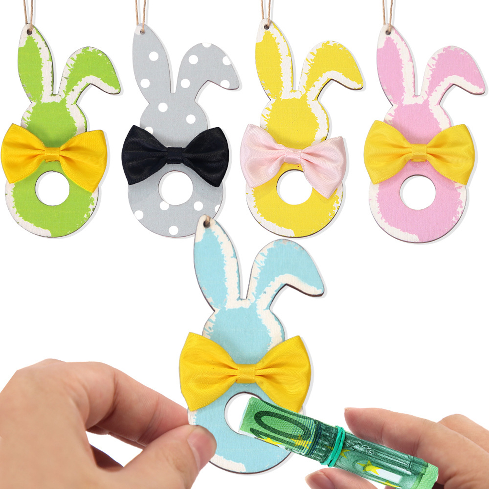 Bunny Money Holder Wooden Easter Bunny Money Holder Card Hanging ...