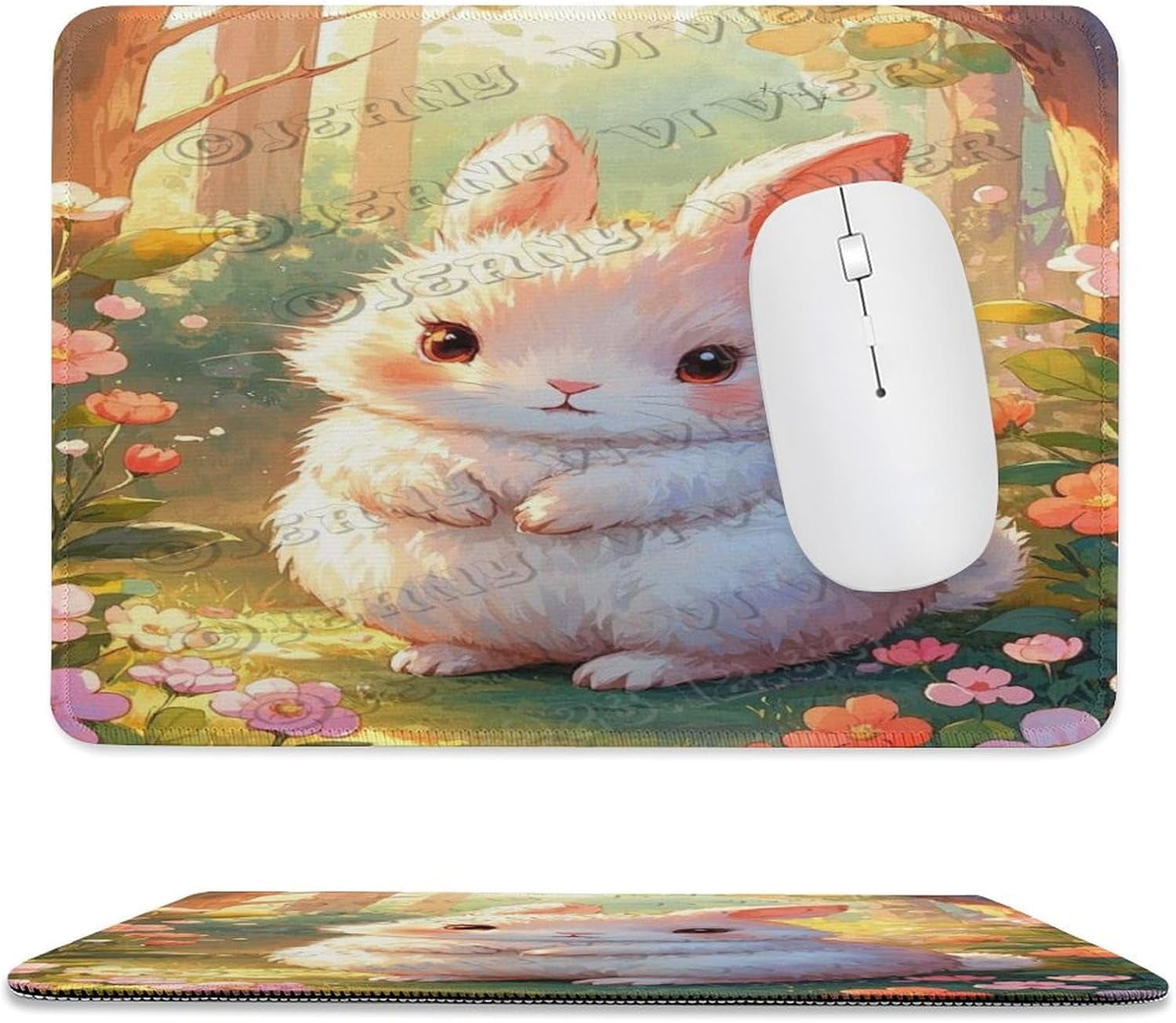Bunny Mouse Pad 8x10 in, Premium Stitched Edge Computer Mousepad with ...