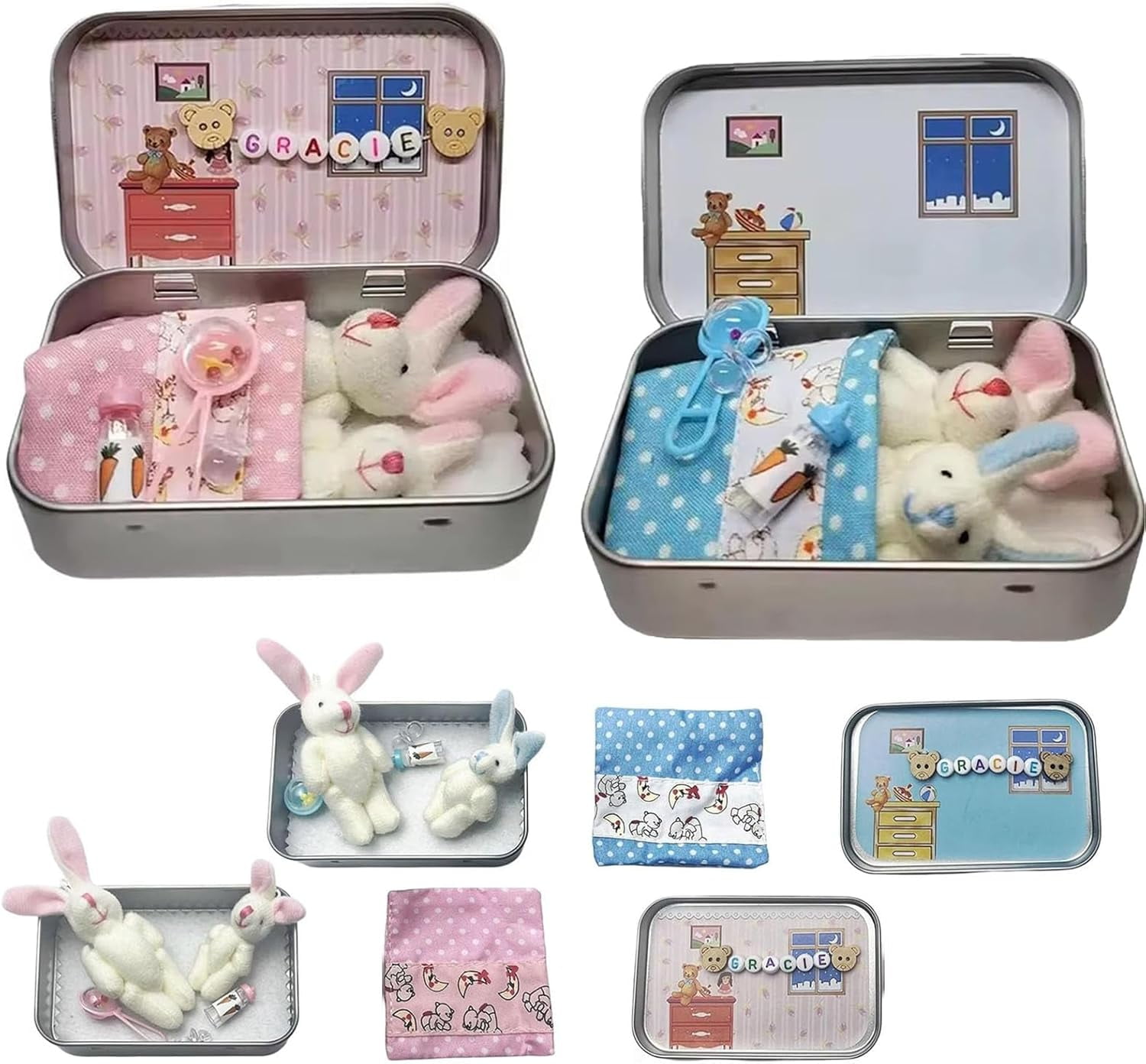 Bunny Mummy Tiny Plush Pocket Tin, Bunny Mummy Pocket Tin, Personalised ...