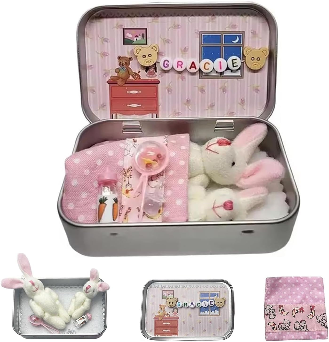 Bunny Mummy Tiny Plush Pocket Tin, Bunny Mummy Pocket Tin, Personalised ...