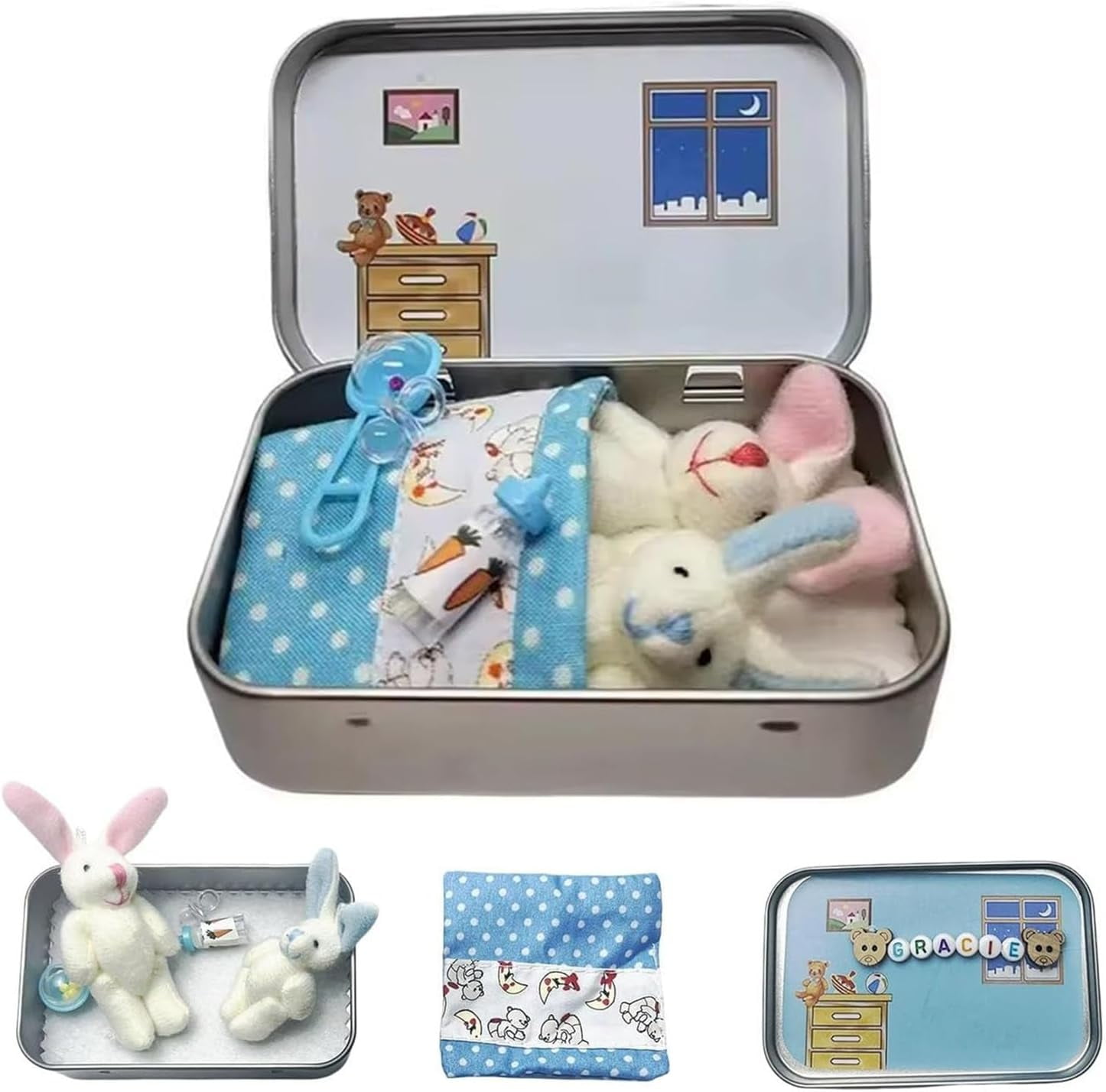 Bunny Mummy Tiny Plush Pocket Tin, Bunny Mummy Pocket Tin, Personalised ...