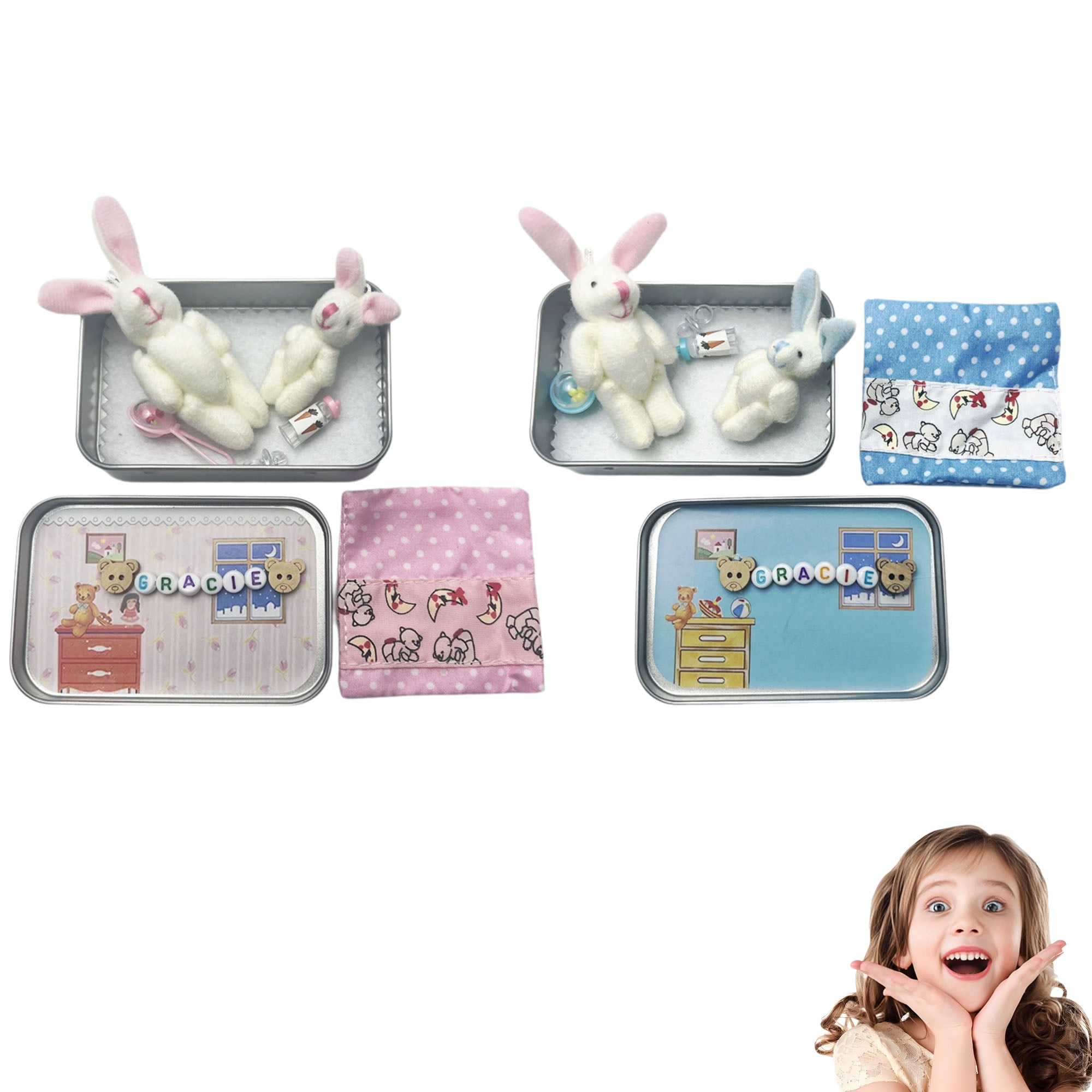 Bunny Mummy Tiny Plush Pocket Tin, Handmade Plush Rabbit House, Living ...