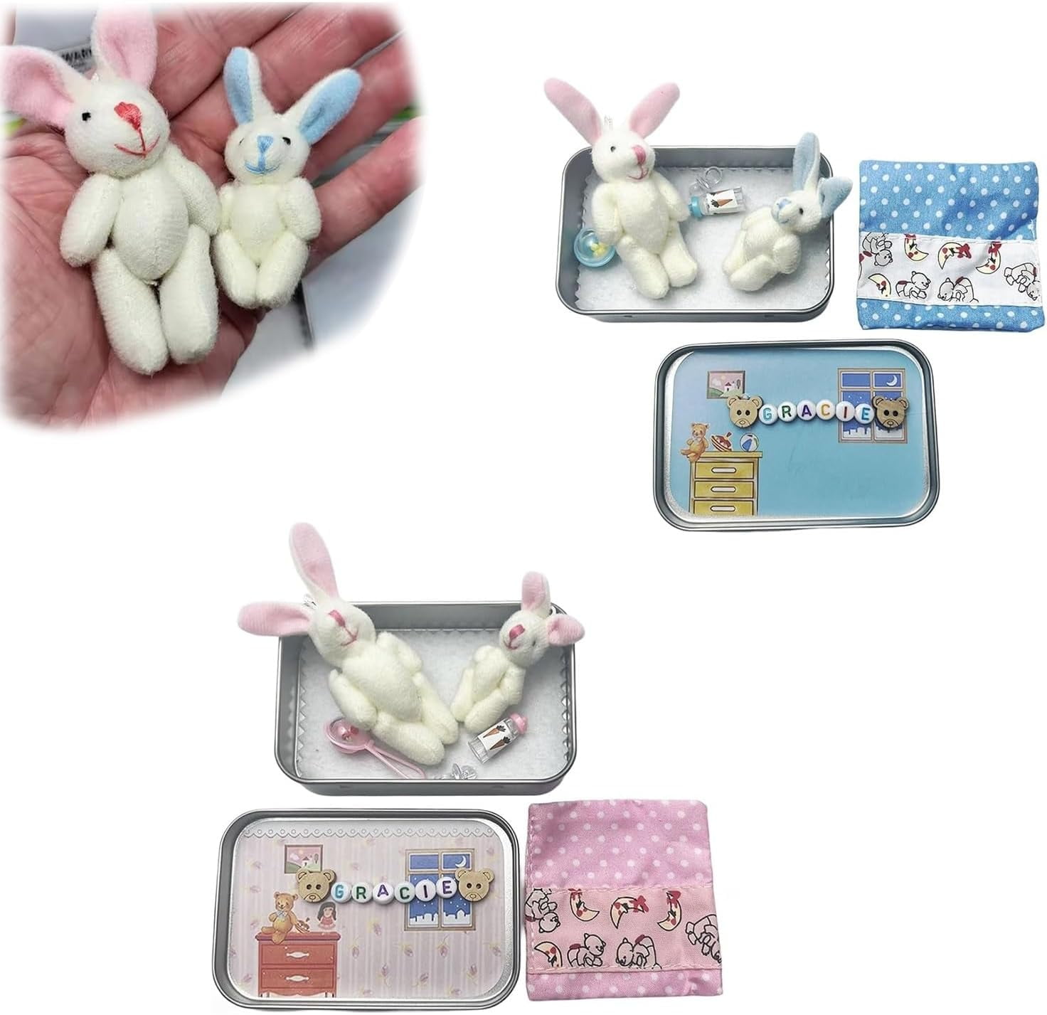Bunny Mummy Tiny Plush Pocket Tin, Personalised Mini Plush Bunny House ...
