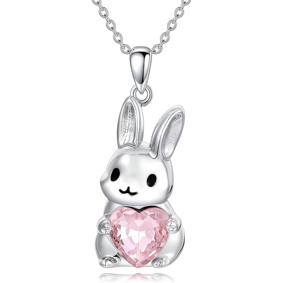 Bunny Necklace for Women 925 Sterling Silver Bunny and Love Heart ...